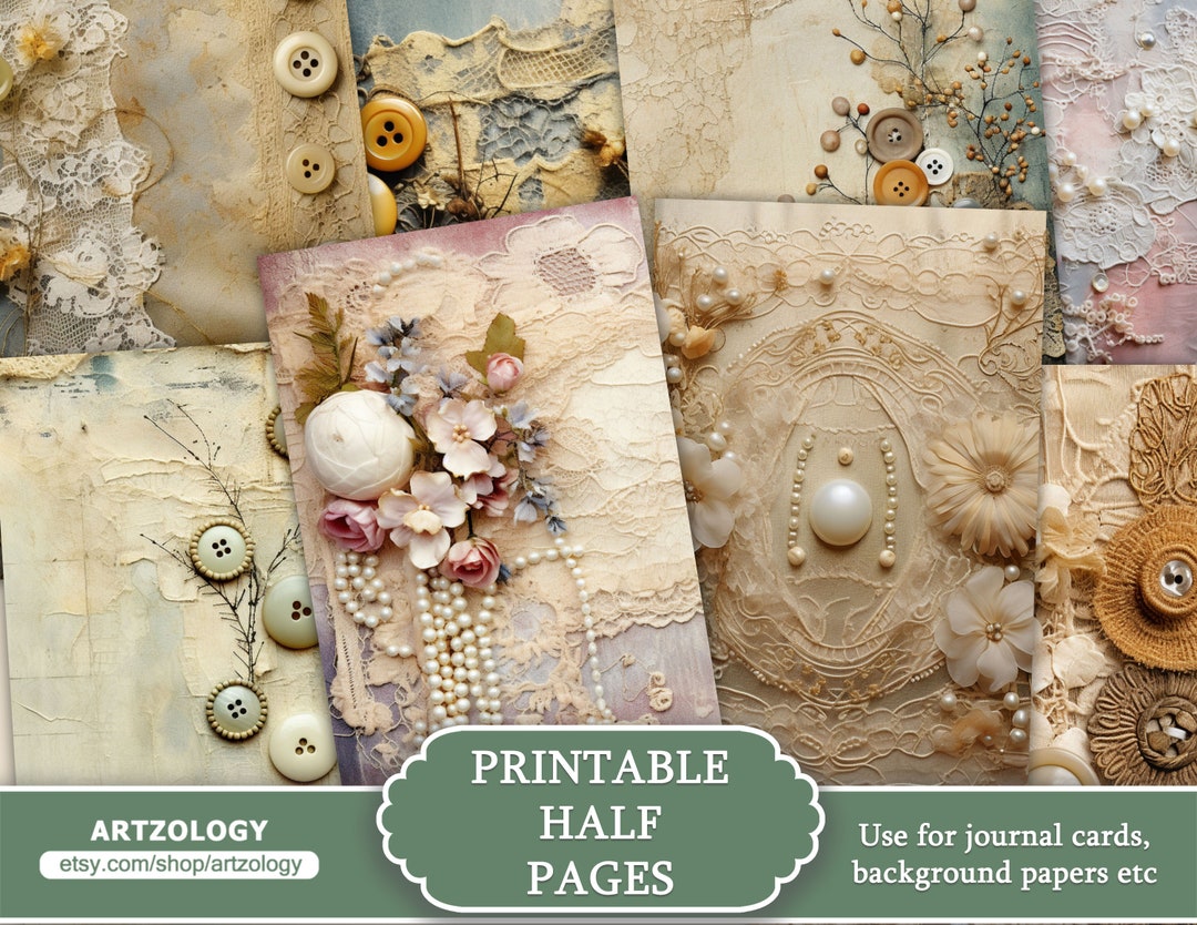 Mixed Shabby Half Pages, Printable Journal Sheets, No. 786 - Etsy