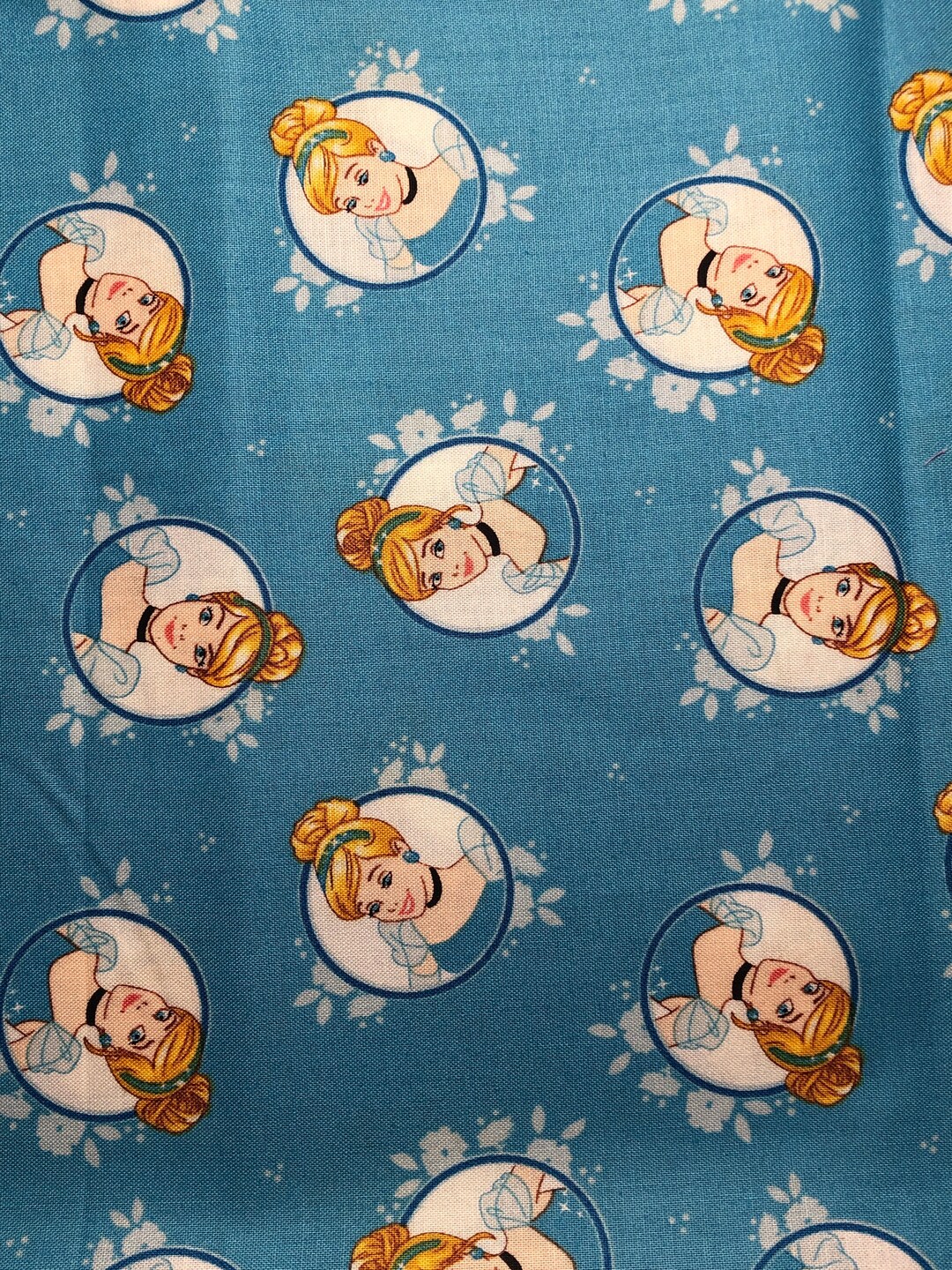 Disney’s Princess Cinderella Blue Cotton Fabric 18” X 21” Fat Quarter ...
