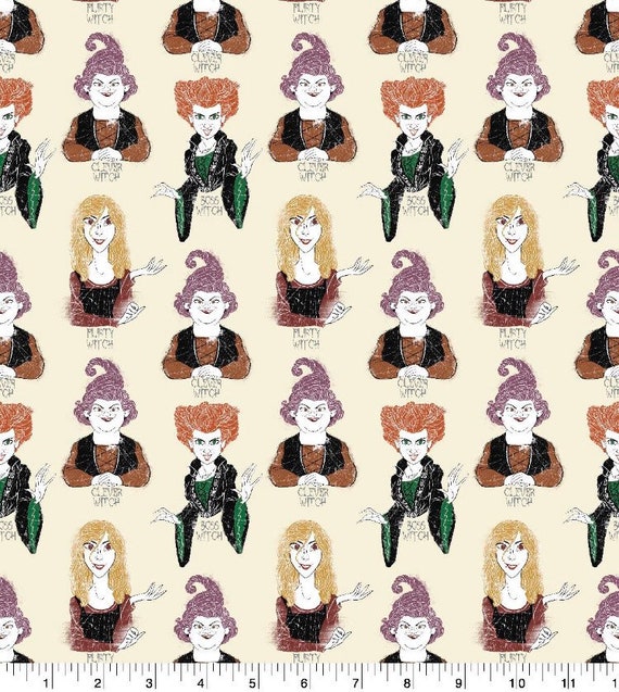 Hocus Pocus Witches Fabric Cotton 18x21 Fat Quarter - Etsy