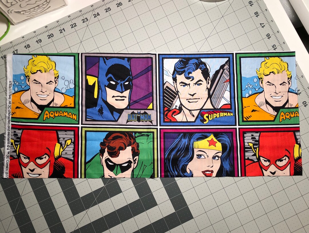 DC Comics Batman Aquaman Superman Flash Green Lantern Cotton Fabric 9 X ...