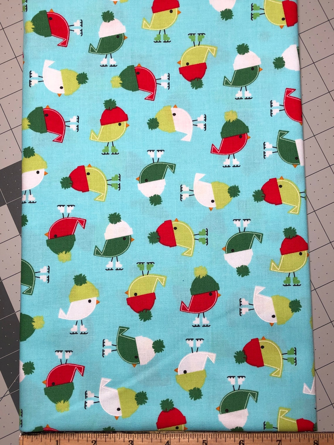 Jingle Birds Aqua Cotton Fabric 18 X 21 Fat Quarter - Etsy