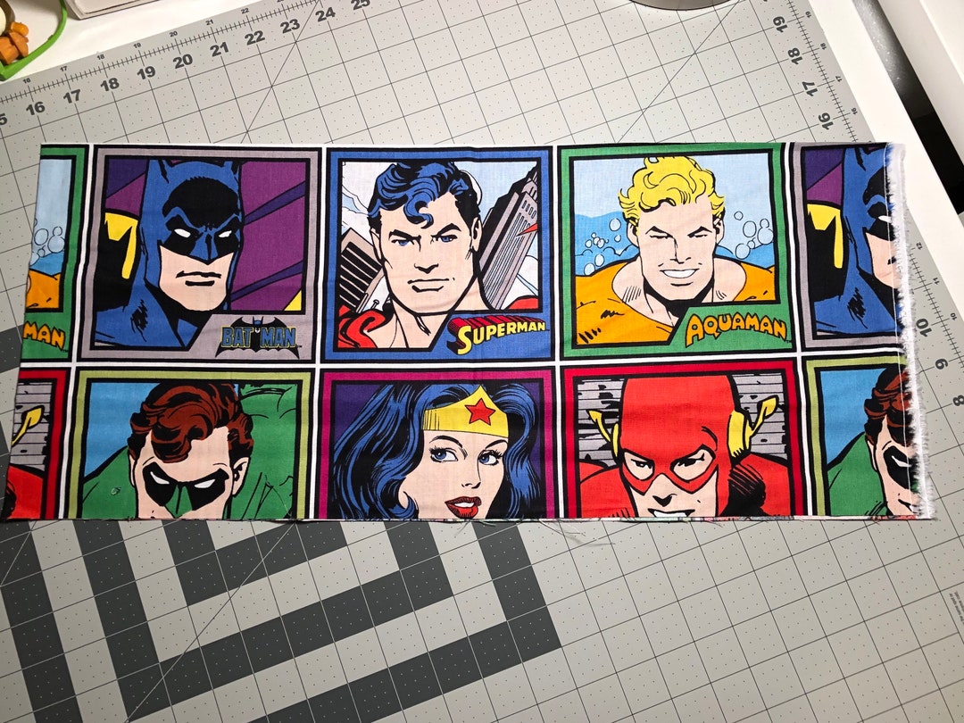 DC Comics Batman Aquaman Superman Flash Green Lantern Cotton Fabric 9 X ...