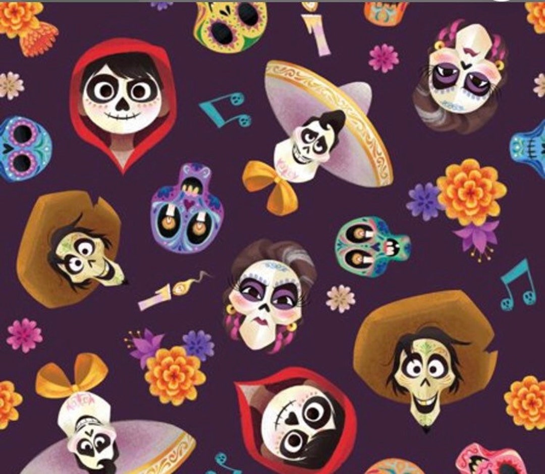 Pixar Disneys Coco Purple Cotton Fabric 18 X 21 Fat Quarter - Etsy