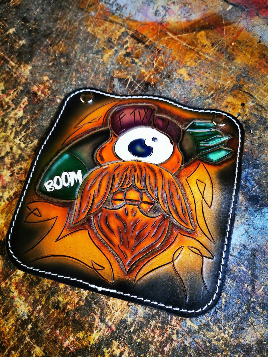 Eyeball Beardo Biker Wallet Handmade Chain Leather Wallet Kustom ...