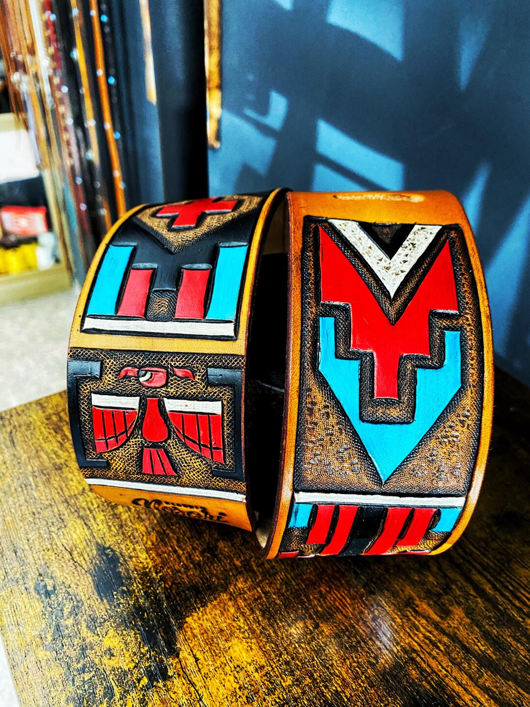 Leather Guitar Strap - Native American Western Style (navajo ...