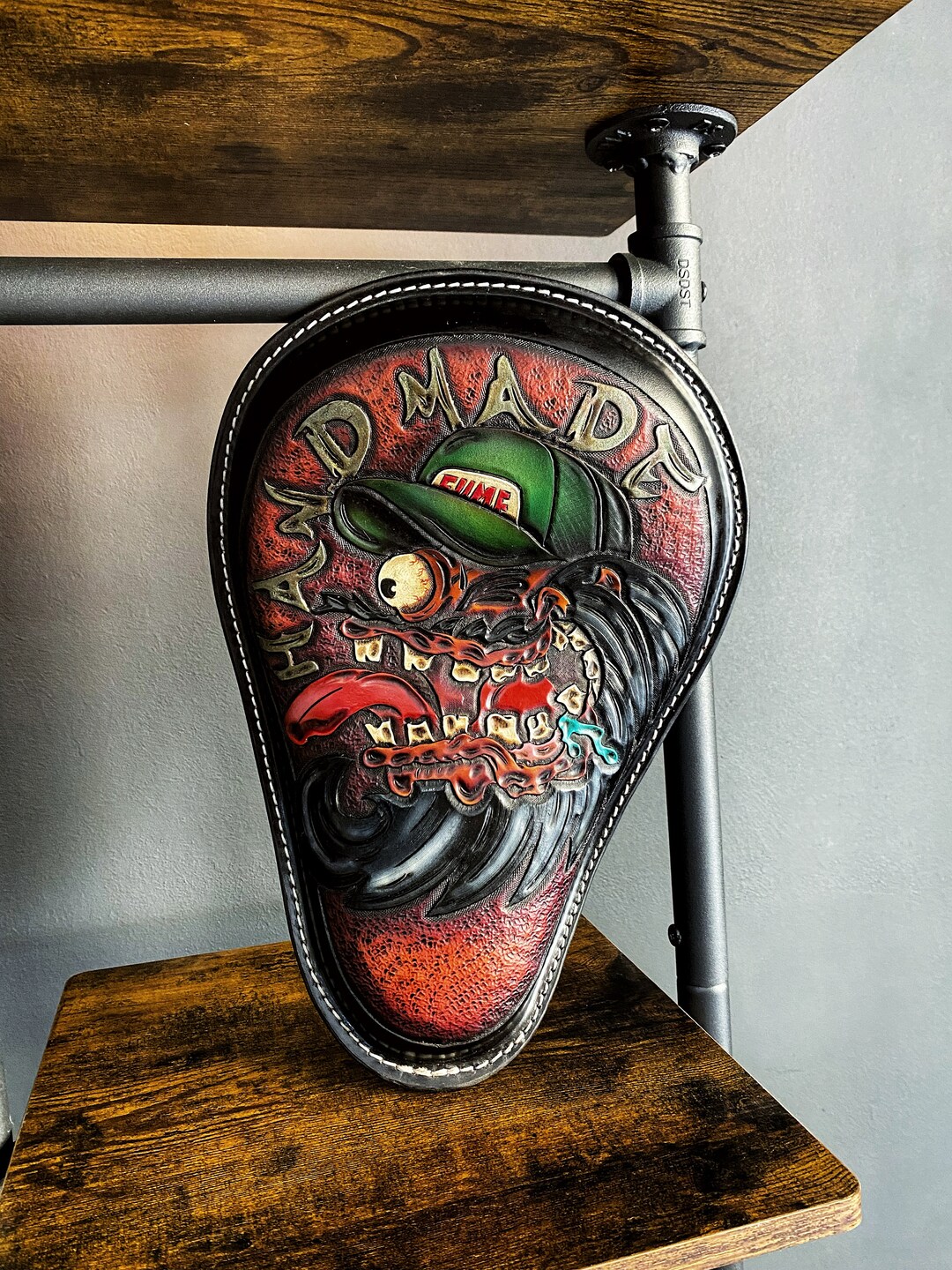 Handmade Leather Solo Seat Motorcycle Seat Rockabilly Bobber Shovelhead ...
