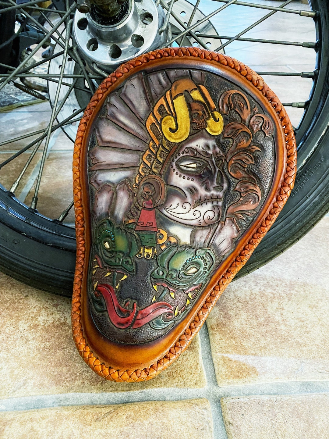 Mayans Leather Motorcycle Seat - Etsy