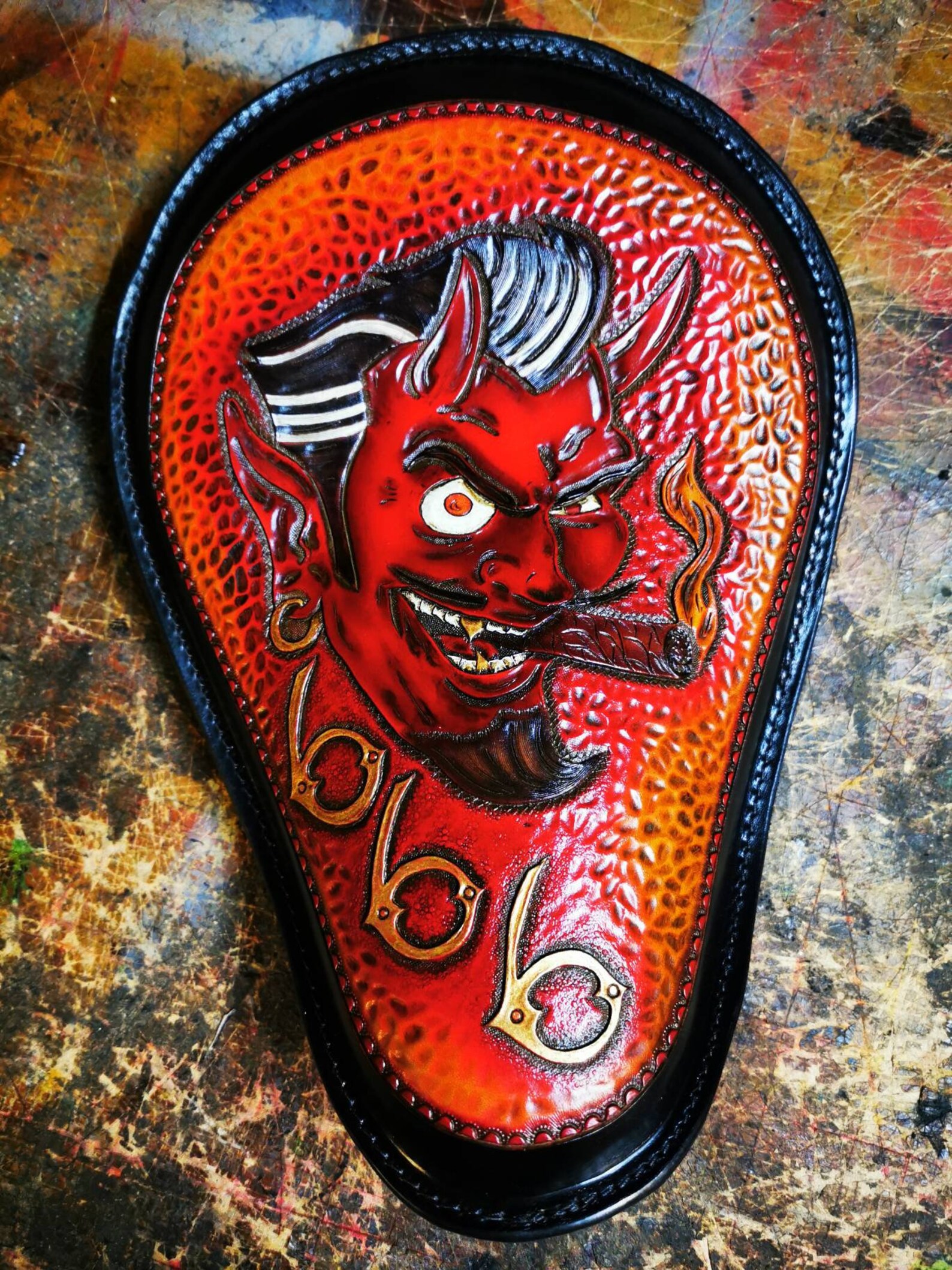 Lucky Devil 666 Motorcycle Leather Seat for Custom Bobber Chopper ...