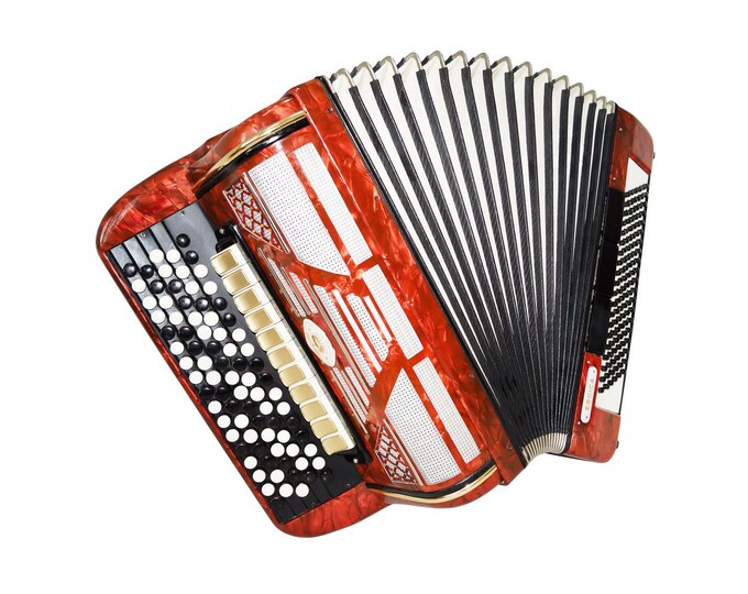 Firotti Eroica, 5 Row 120 Bass German Button Accordion Bayan, New Straps 1458, Concert Chromatic ...