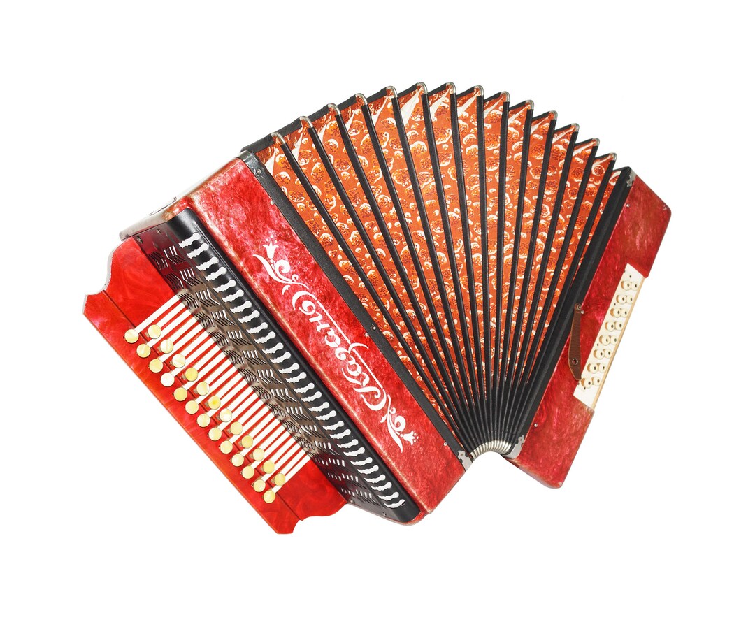 Russian Bayan Harmonica Kazan, Vintage Button Accordion 25x16 Button ...