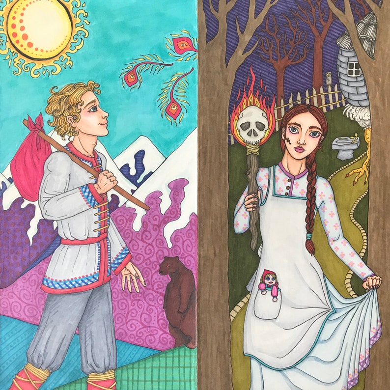 Slavic Tarot Art Print: Ivan the Fool & Vasilisa the Beautiful - Etsy