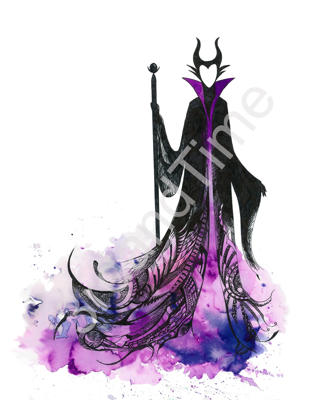 Art Print A3/A4 Watercolour Art Print Maleficent/ Phoenix/ Evil Queen ...