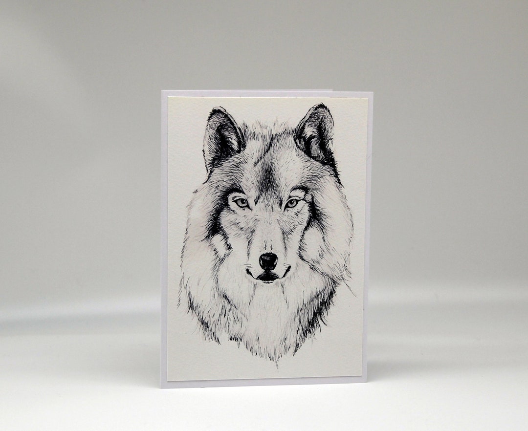 Wolf Art Card - Etsy