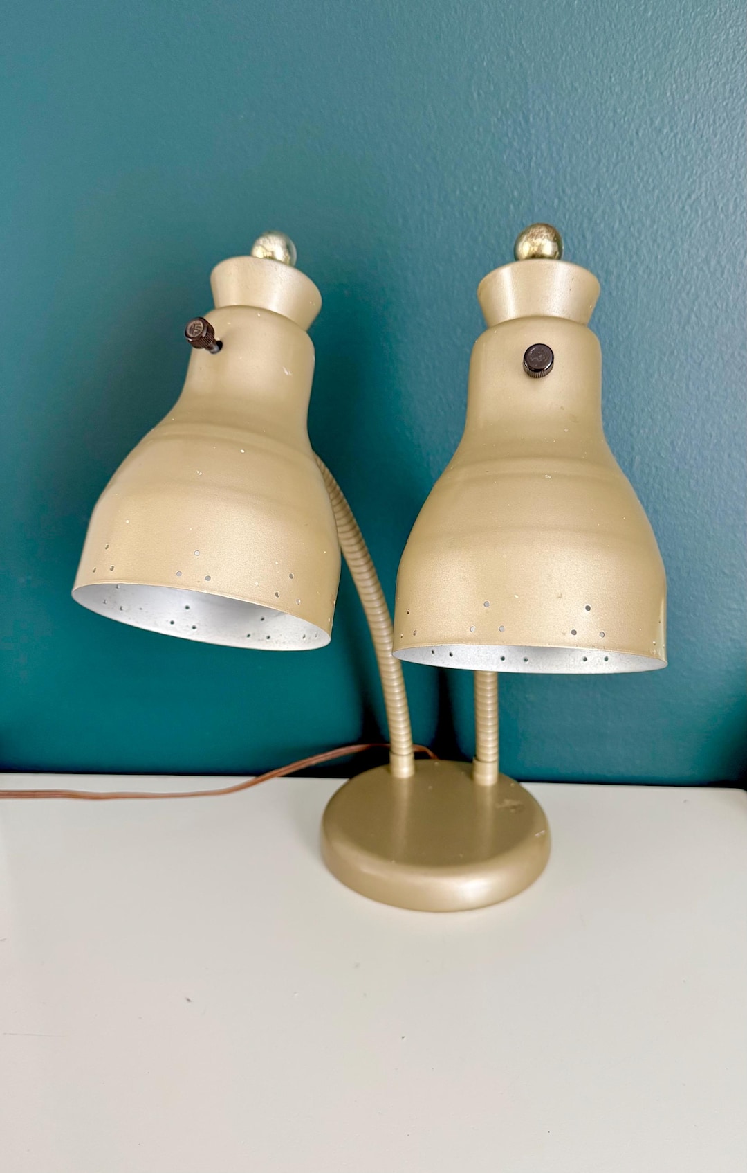 Double Gooseneck Lamp Table Desk Mid Century Retro Vintage Metal - Etsy