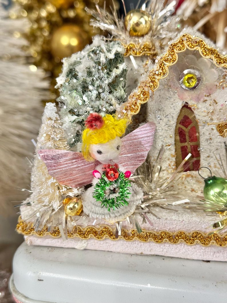 Vintage Putz House, Spun Cotton Angel, Christmas Decoration - Etsy