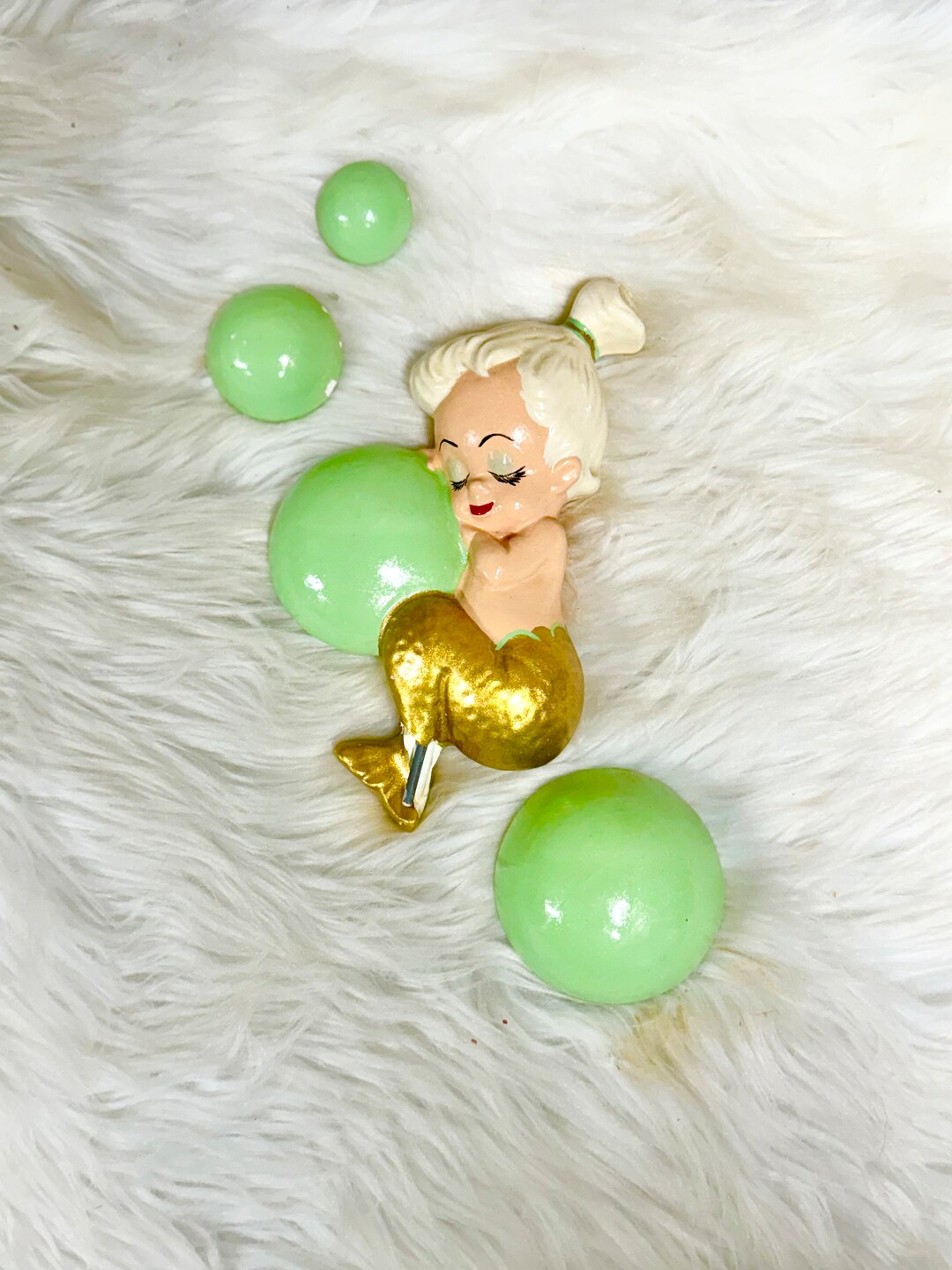 Baby Mermaid 3 Bubbles Freeman Mcfarlin Chalkware Vintage Wall Decor - Etsy