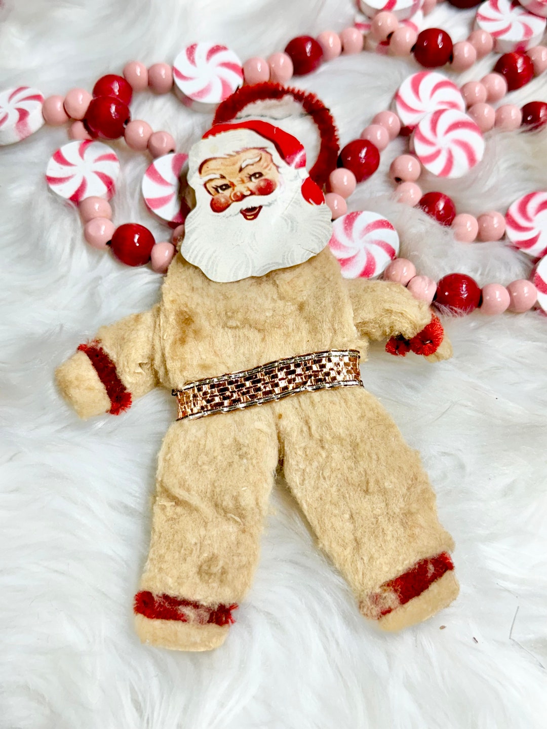 Spun Cotton Batting Santa Claus Ornament Vibtage Antique - Etsy