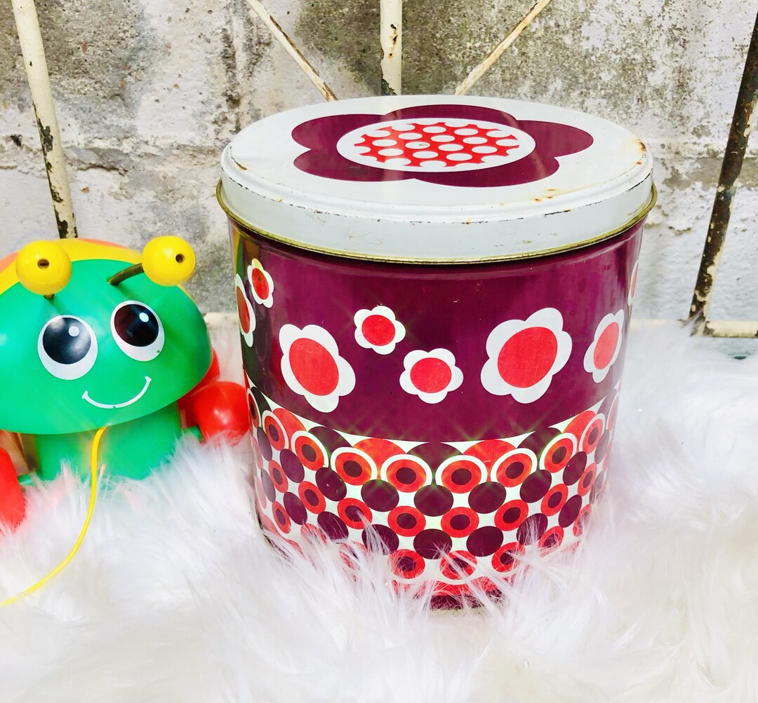 Vintage Tin Canister Mod 1960s Flower Power Decor - Etsy