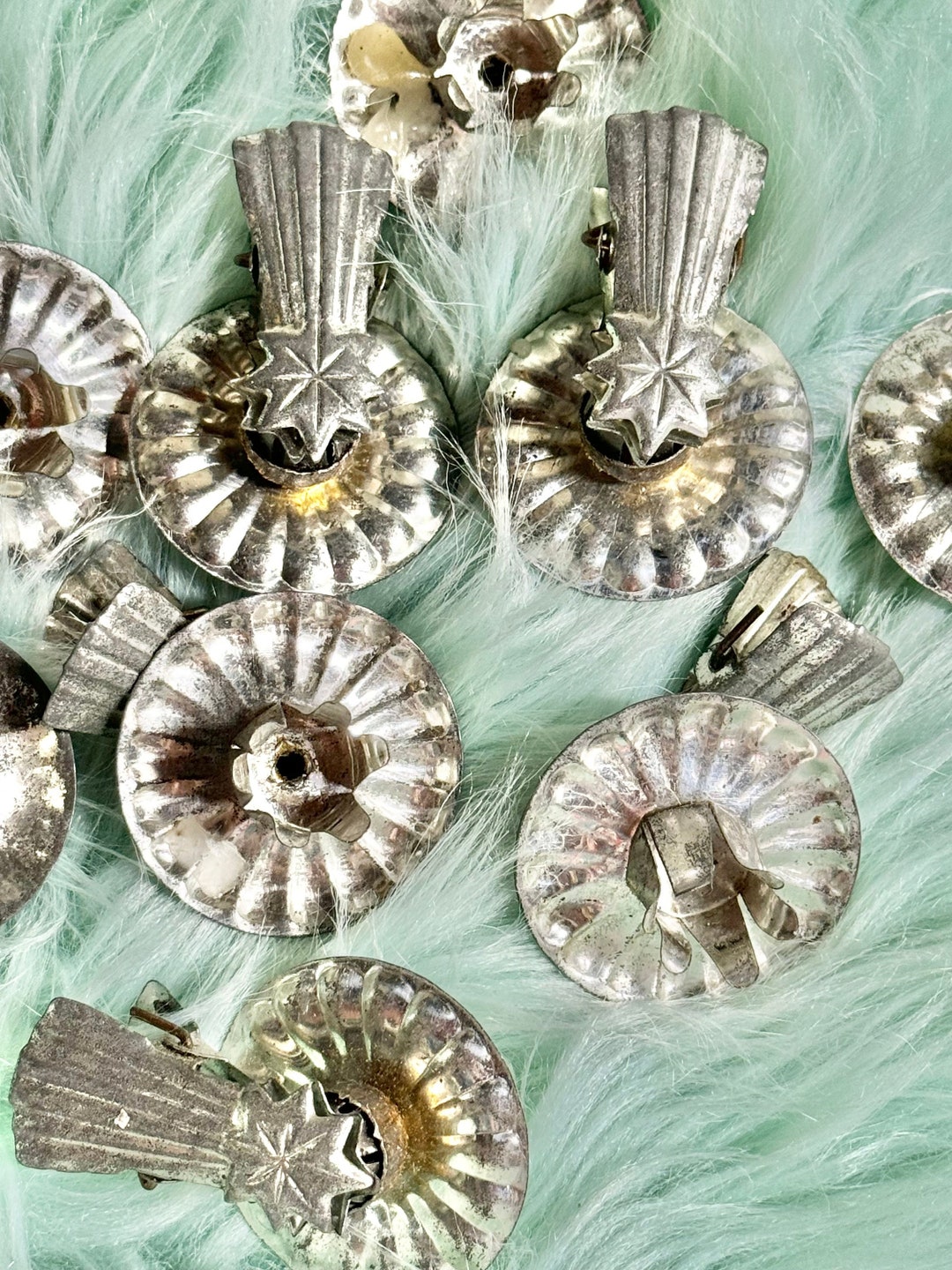 Vintage Antique Christmas Tree Candle Clips Star Starburst Victorian ...