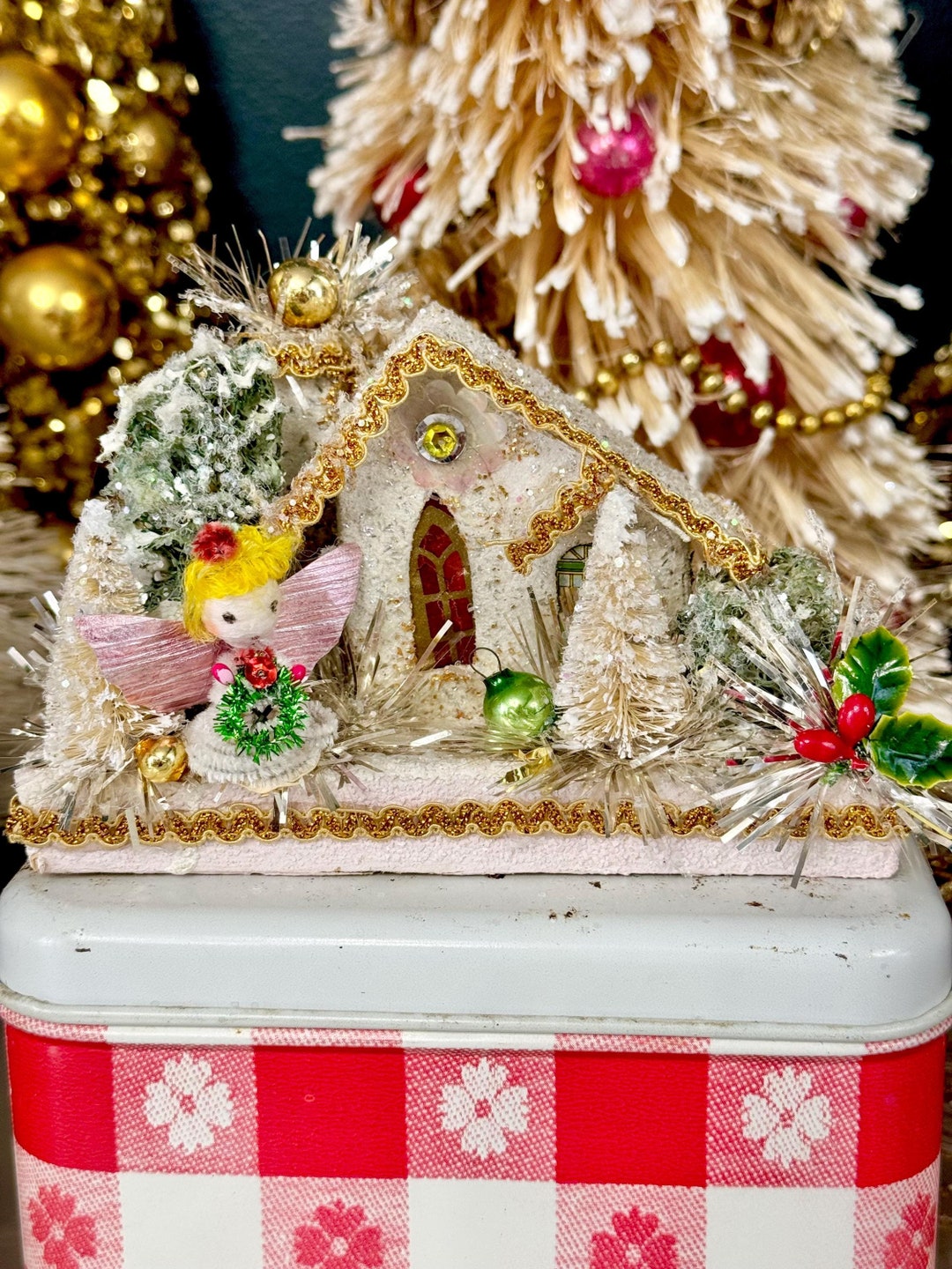 Vintage Putz House, Spun Cotton Angel, Christmas Decoration - Etsy