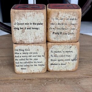Antique Wooden Nursery Rhyme Block Victorian 1800s 19th Century Set of ...