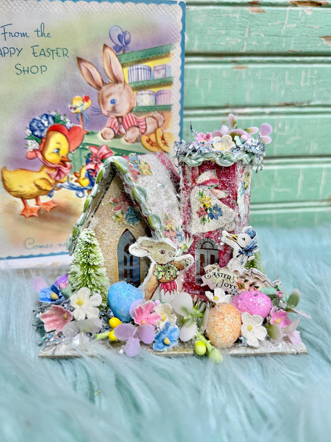 Vintage Antique Putz House Easter Decor Decoration Ornament Light Cover ...