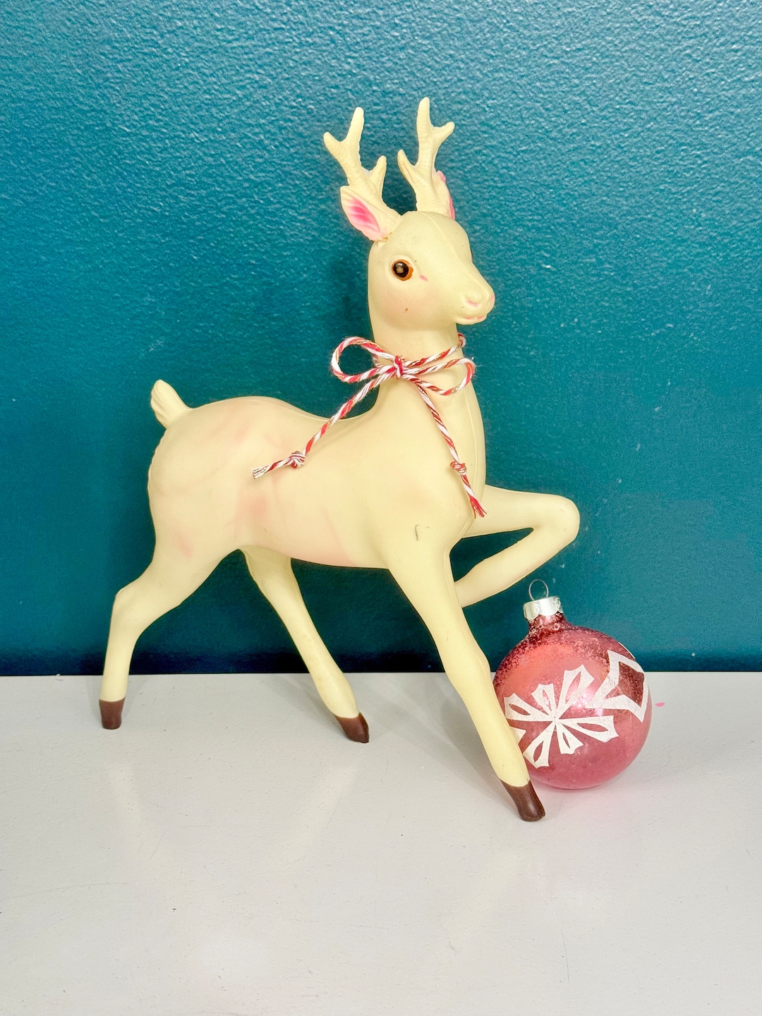 Celluloid Christmas Reindeer Vintage White Minty Decor Decoration 12 - Etsy