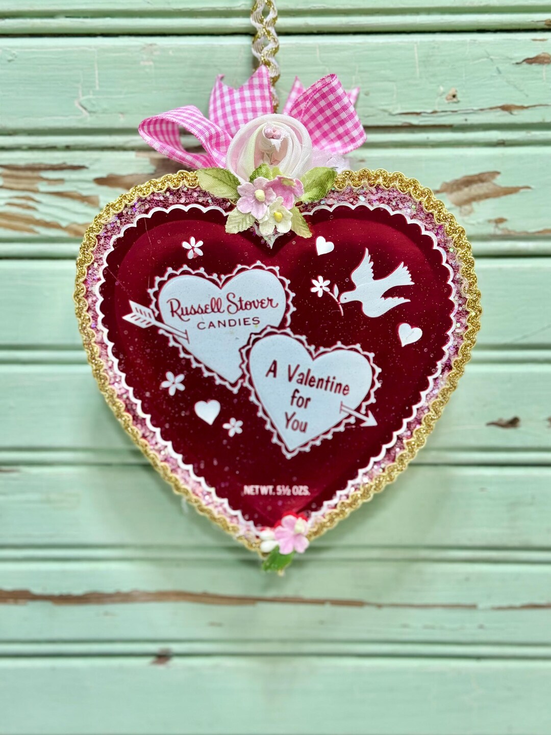 Vintage Valentine Russell Stover Heart Candy Box Wall Hanging Decor ...