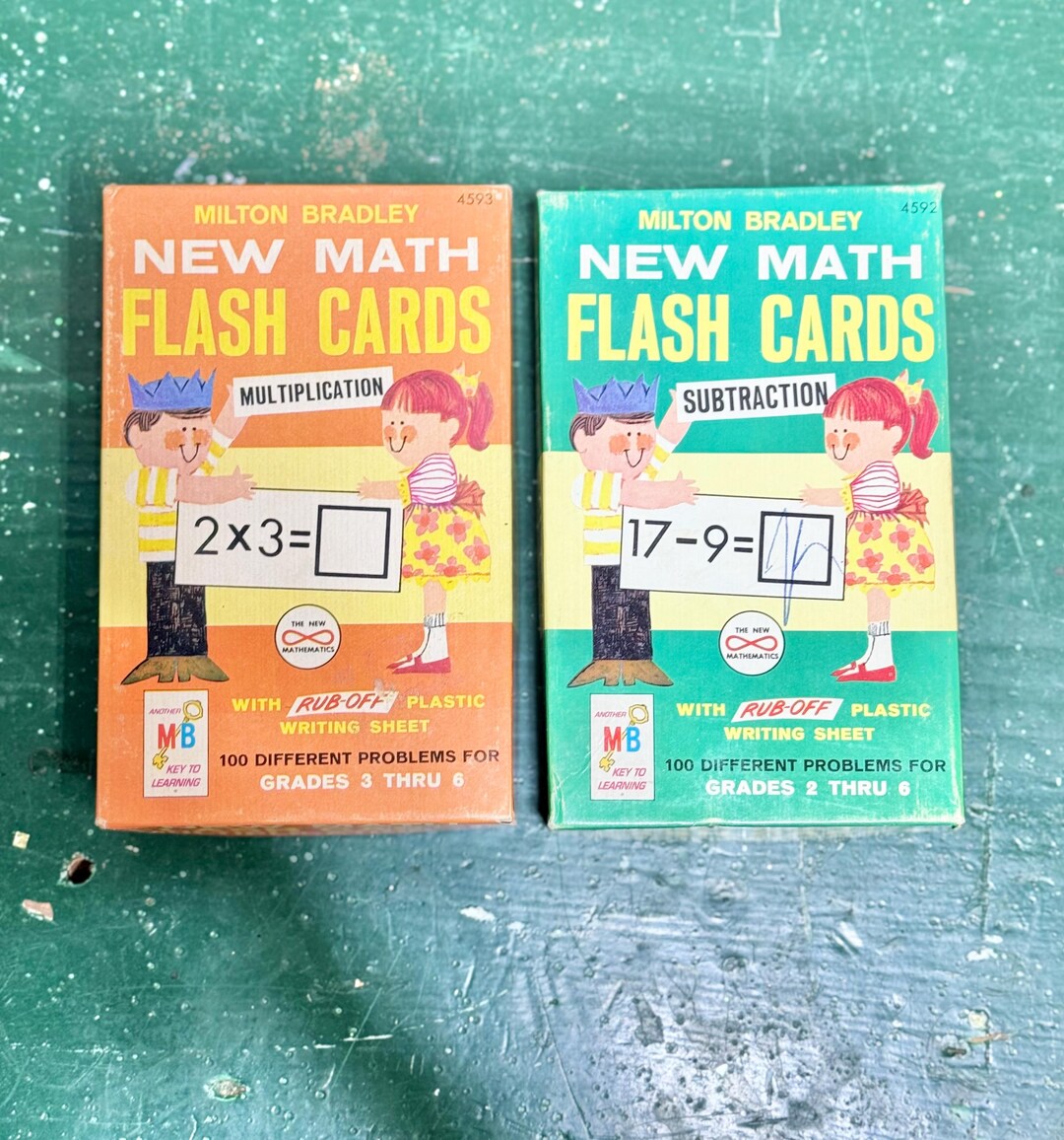 Vintage Math Arithmetic Flashcards Multiplication Subtraction Milton ...