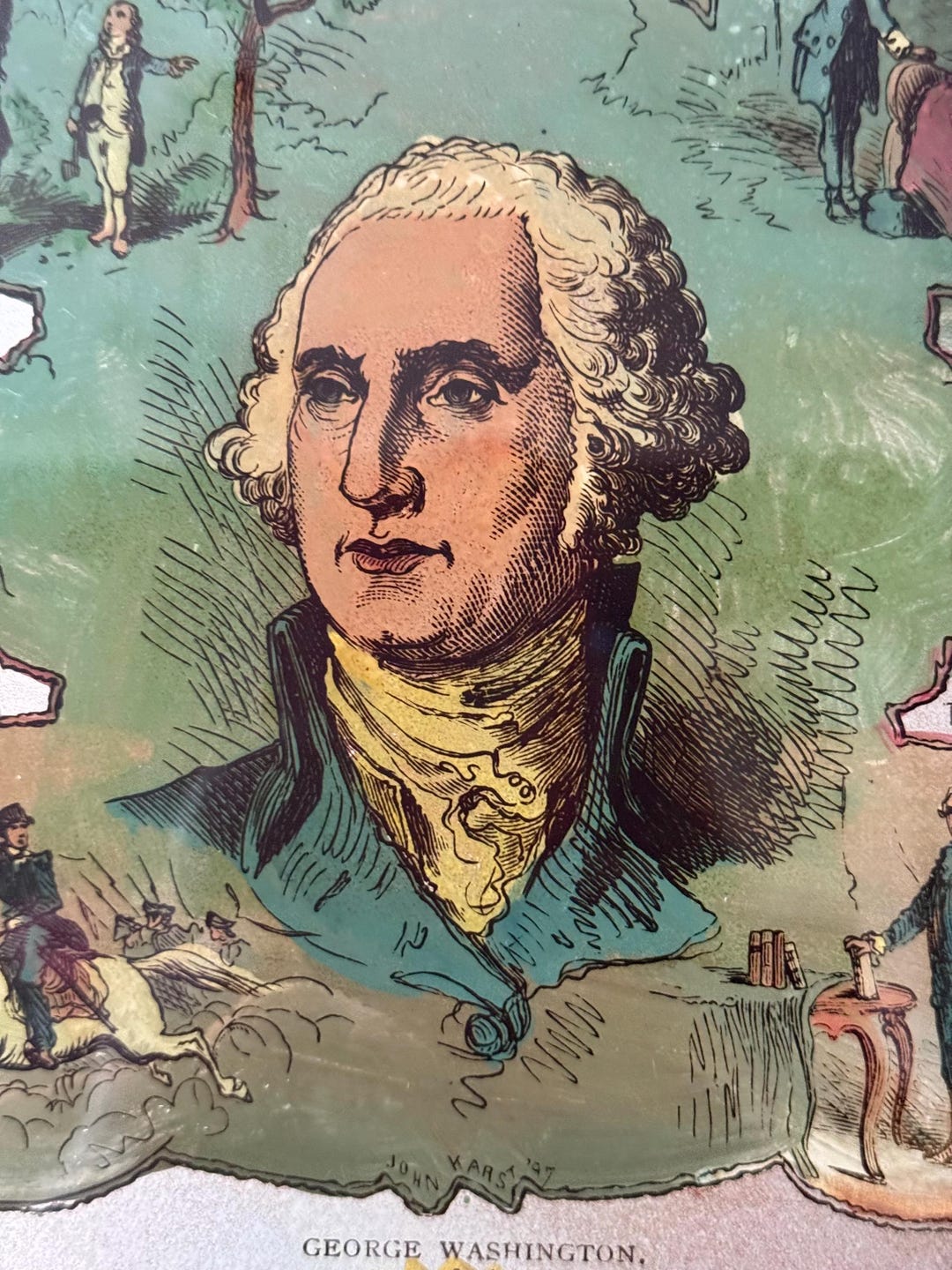 Antique Reverse Glass Painting Patriotic George Washington Early ...