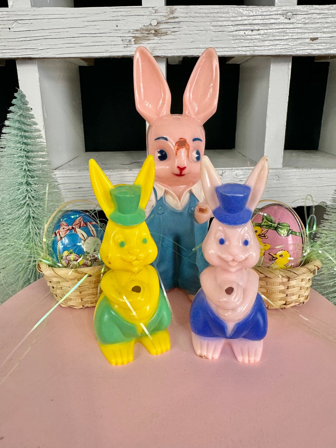 Rosbro Knickerbocker Easterbunny Rabbit Trio Vintage Decoration - Etsy