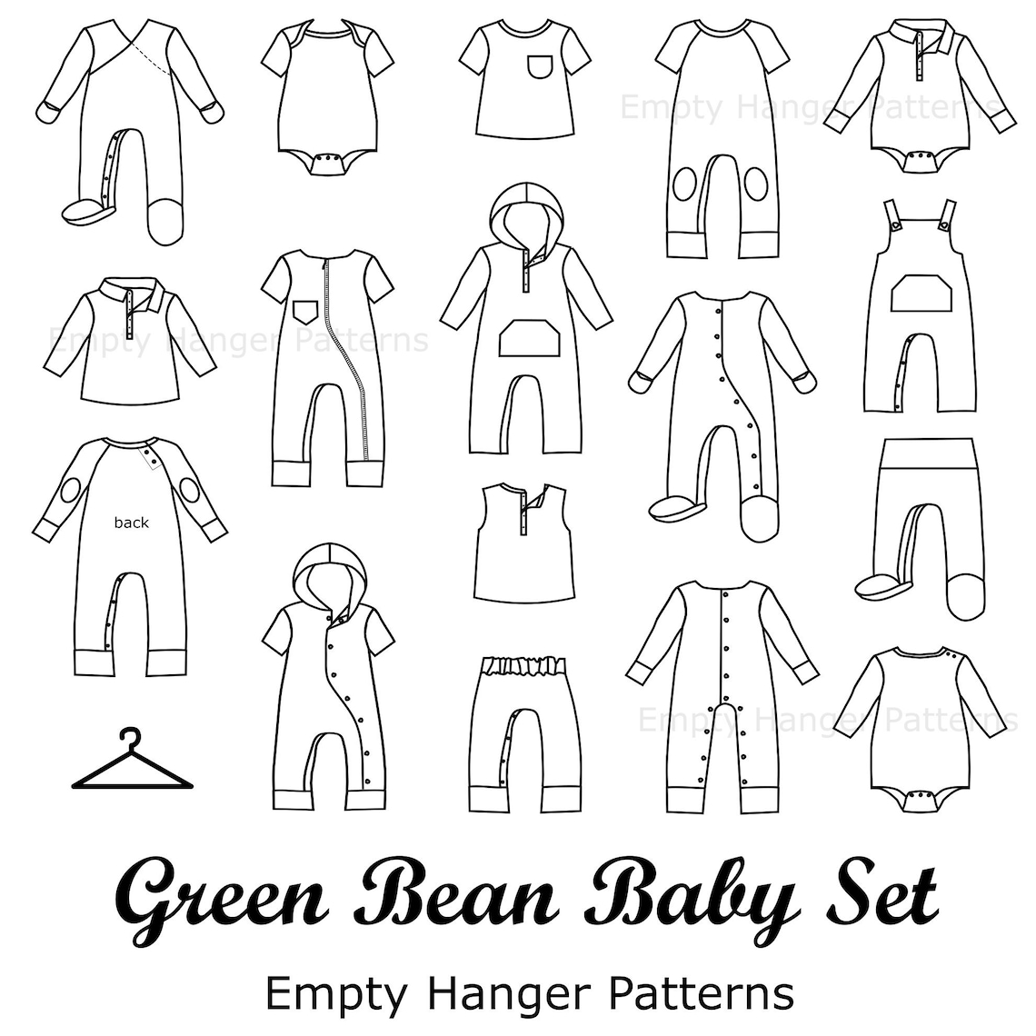 Green Bean Baby Set Digital Sewing Pattern | Etsy
