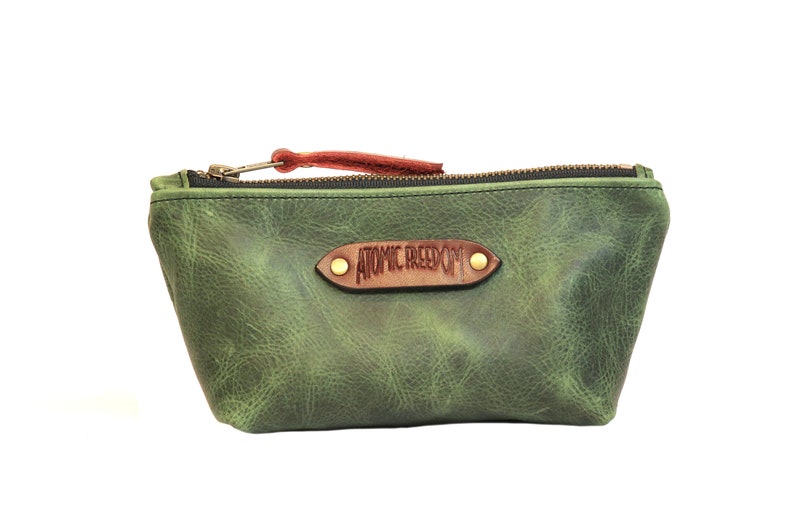 Green Leather Pouch, Leather Zipper Pouch, Zippered Coin Purse Wallet ...