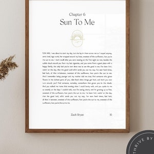 Zach Bryan Sun to Me Printable Wall Art, Song Lyric Decor, Country ...