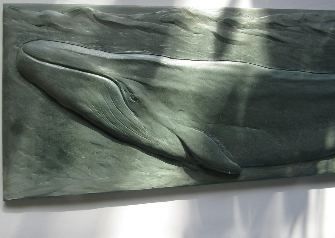 Large Blue Whale One Piece Concrete Bas Relief Sculpture Tile - Etsy