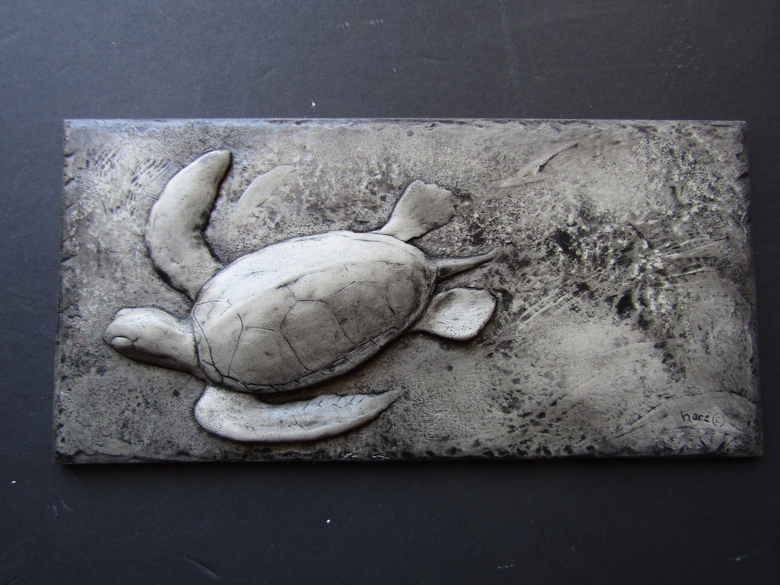 Art & Collectibles Sculpture Swimming Turtle Concrete Sculpted Picture ...