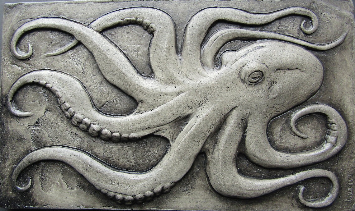 Friendly Octopus Concrete Decorative Relief Sculpture Tile - Etsy