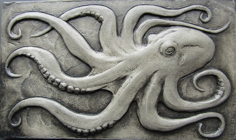Friendly Octopus Concrete Decorative Relief Sculpture Tile - Etsy