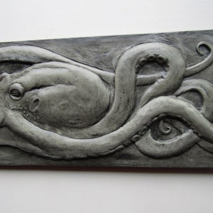 Octopus With Snail Concrete Relief Sculptured Hand Made Art Tile - Etsy