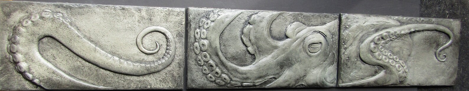 Octopus Concrete Triptych Art Relief Sculpture Tile - Etsy