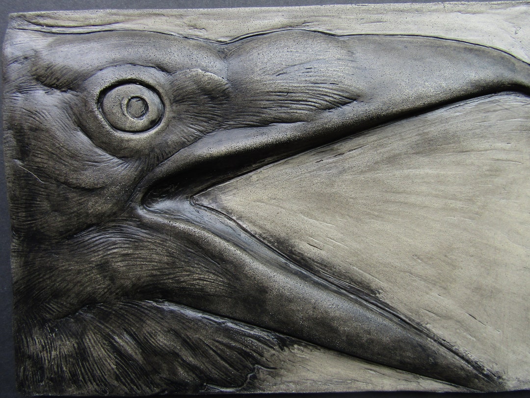 Crow Calling Concrete High Relief Art Tile Sculpture - Etsy