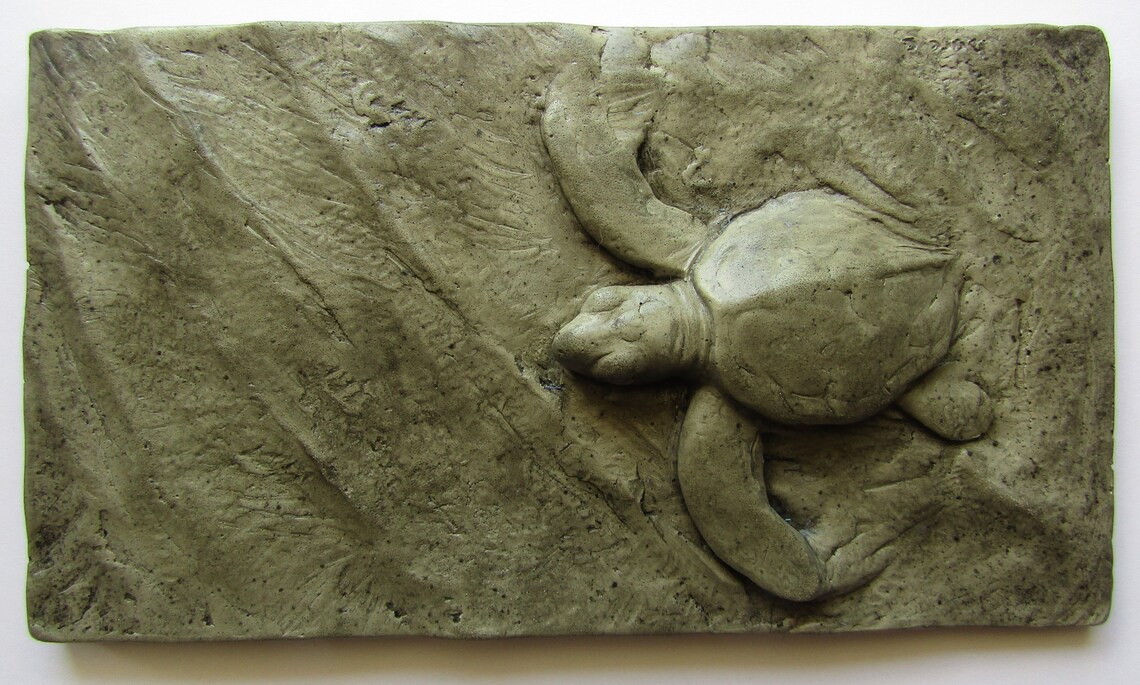 Turtle Hatchling2 Concrete Bas Relief Art Tile - Etsy