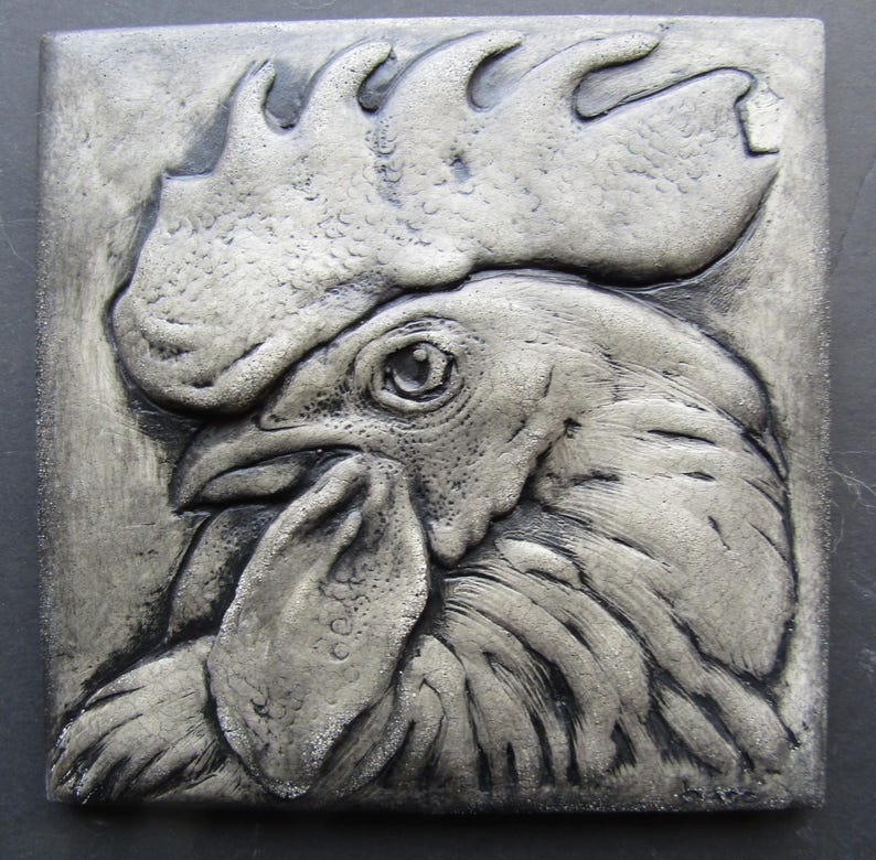 French Country Rooster Art Tile - Etsy