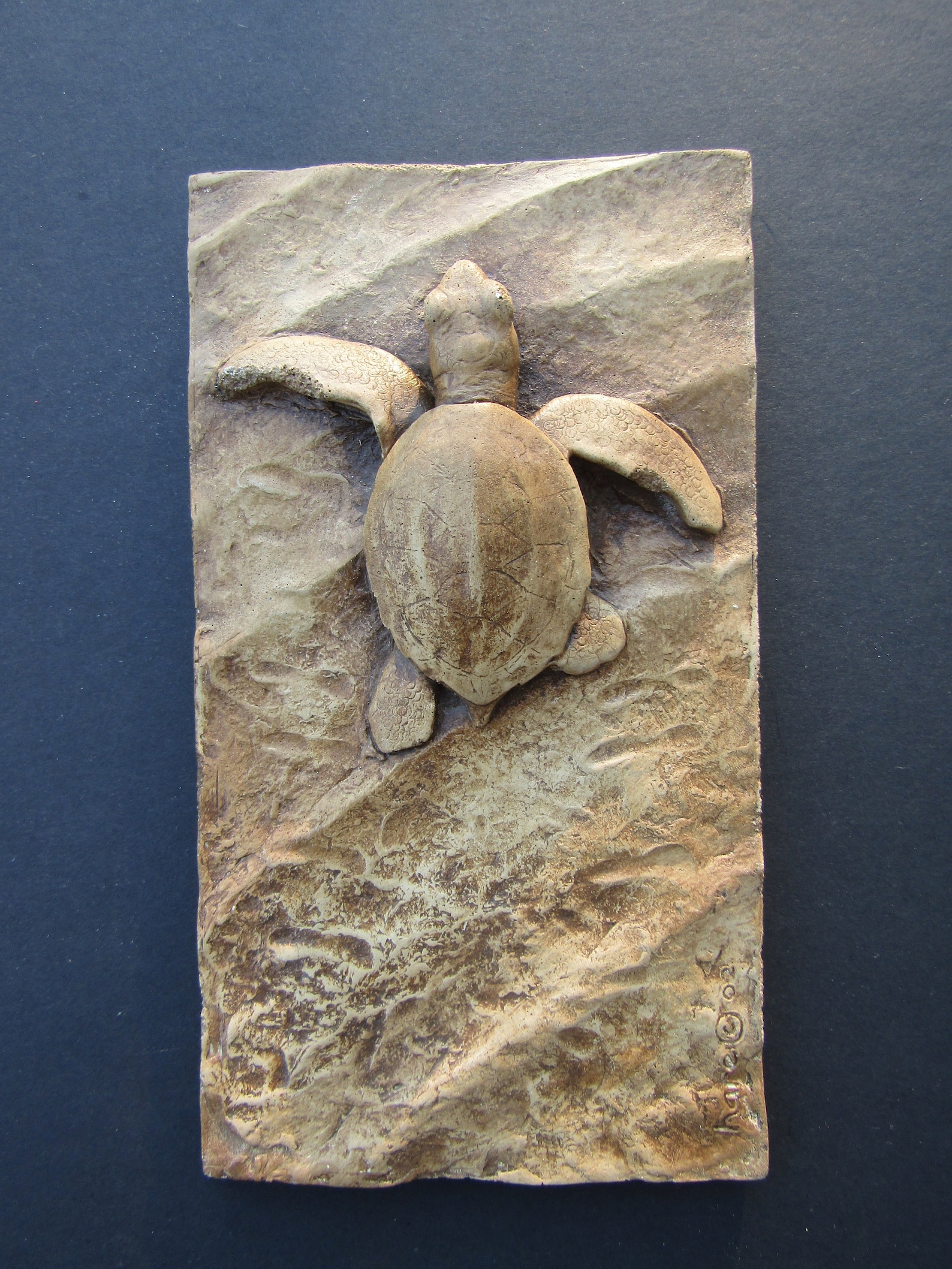 Sea Turtle Hatchling Concrete Art Tile Wall Sculpture - Etsy