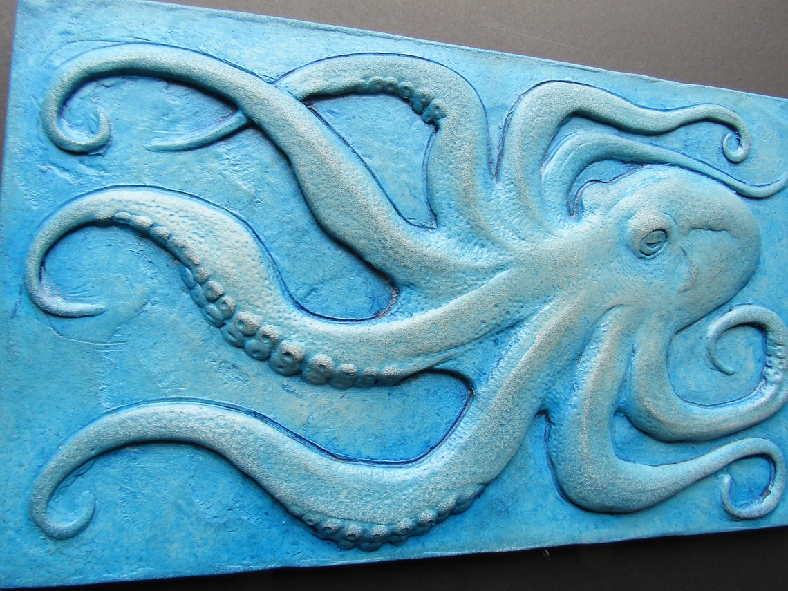 Friendly Octopus Concrete Decorative Relief Sculpture Tile - Etsy