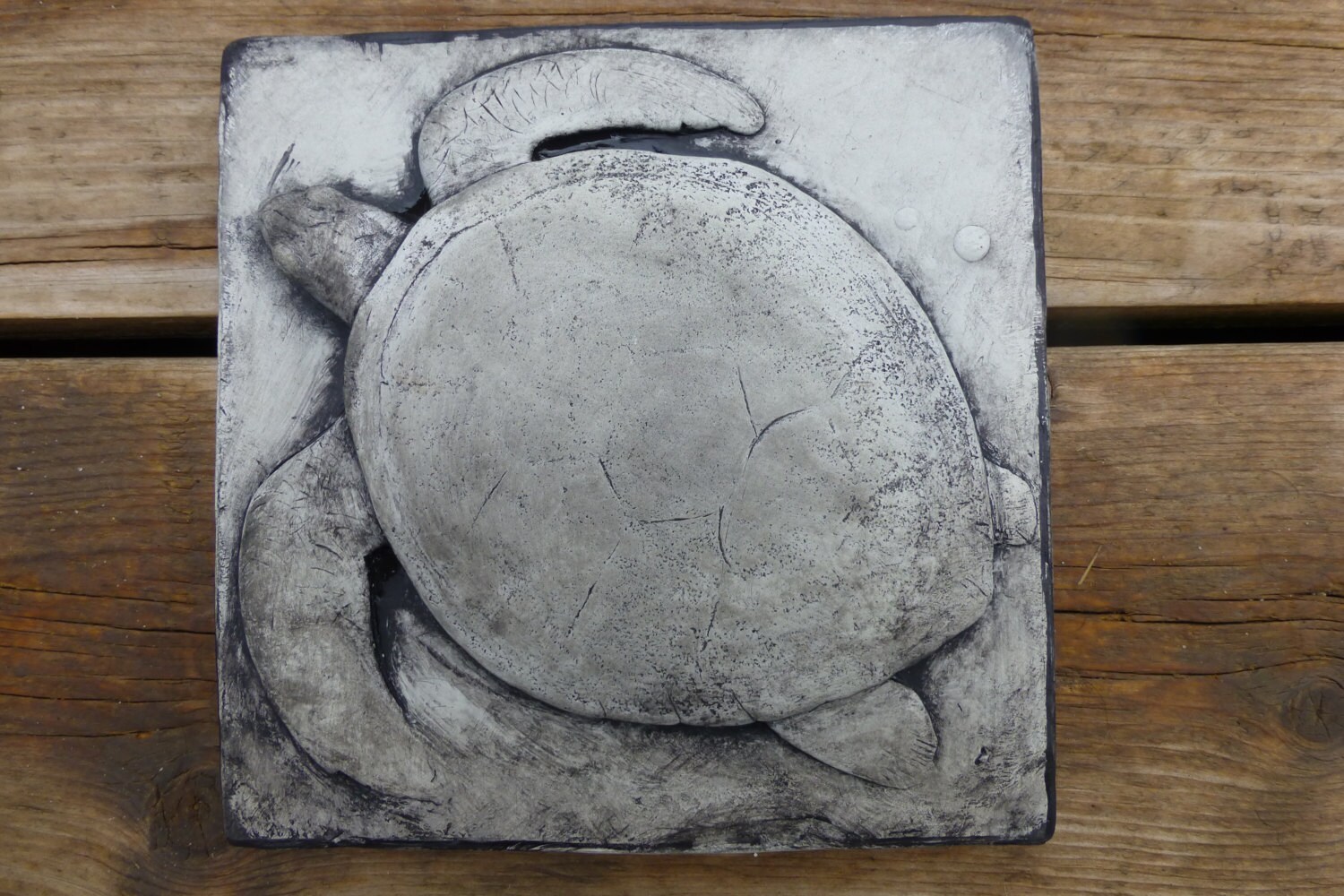 Swimming Turtle Concrete Sculpted Picture Tile | Etsy