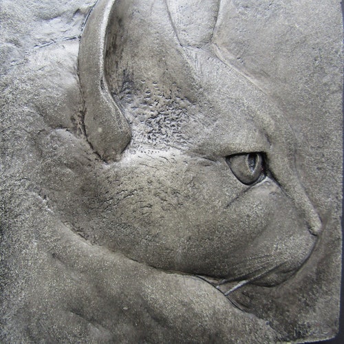 Rufus Cat Concrete Bas Relief Art Tile - Etsy