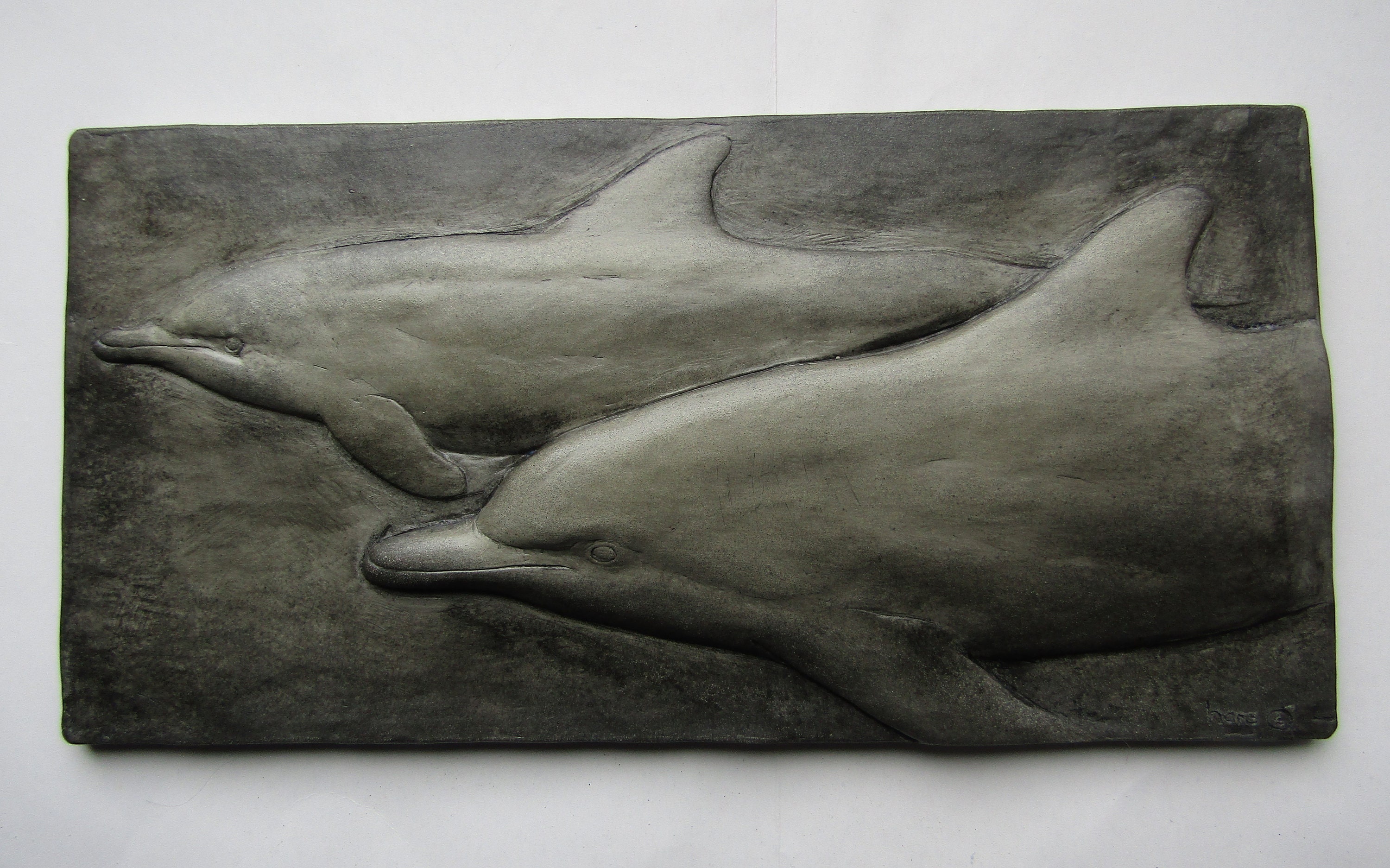 Concrete Bas Relief Dolphin Pair Art Tile - Etsy Canada