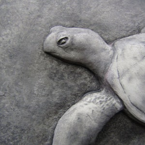 Concrete Gliding Green Sea Turtle Relief Tile #1 - Etsy