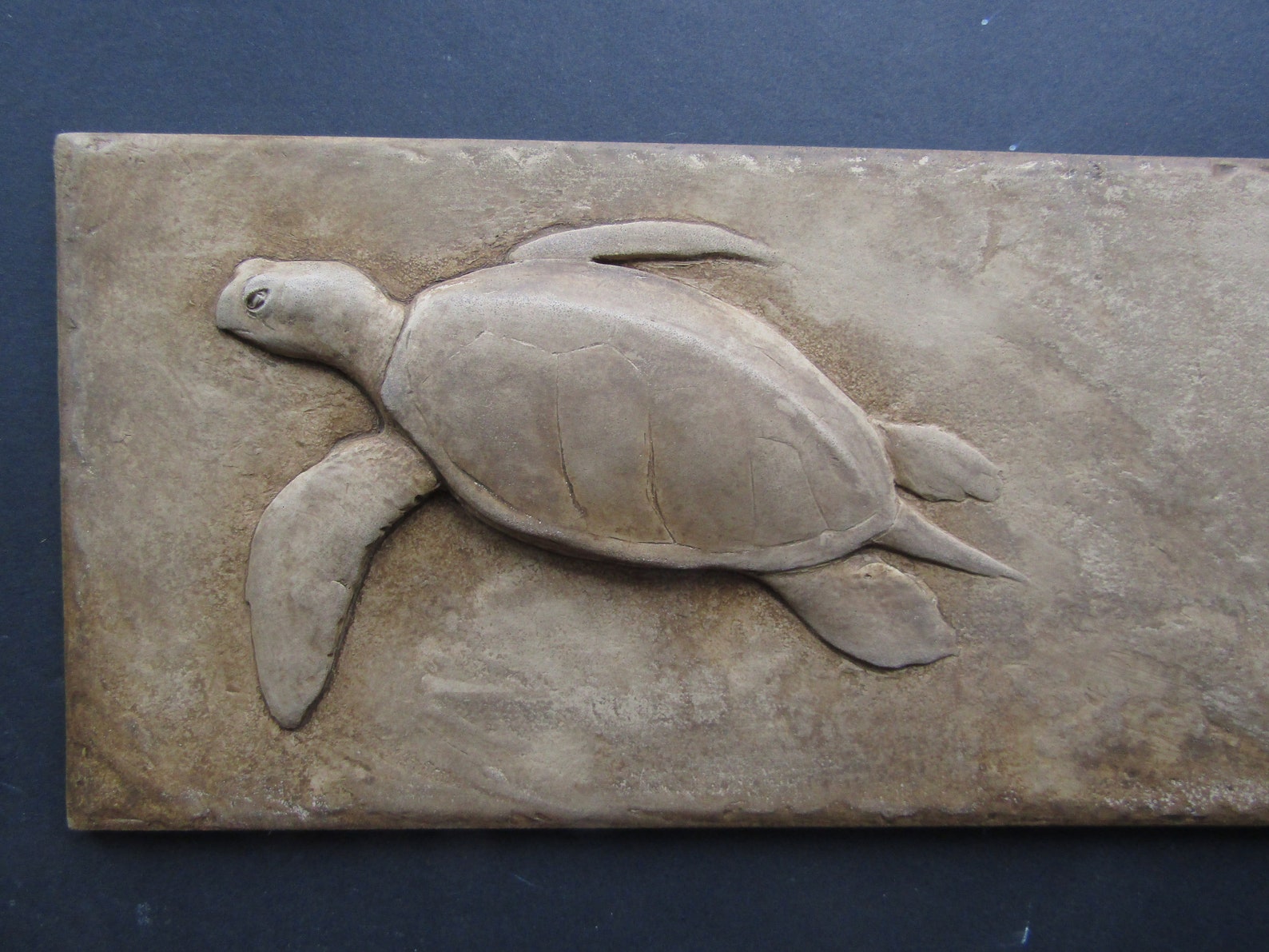 Concrete Gliding Green Sea Turtle Relief Tile #1 - Etsy